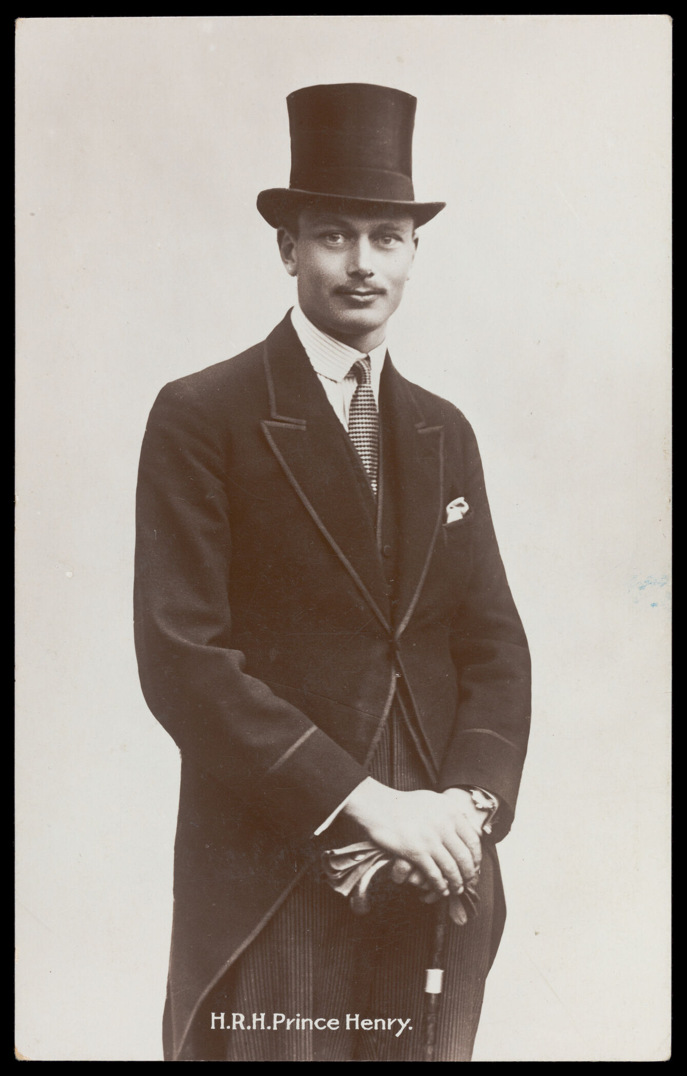 H.R.H Prince Henry, wearing a top hat. Photographic postcard, 190 ...
