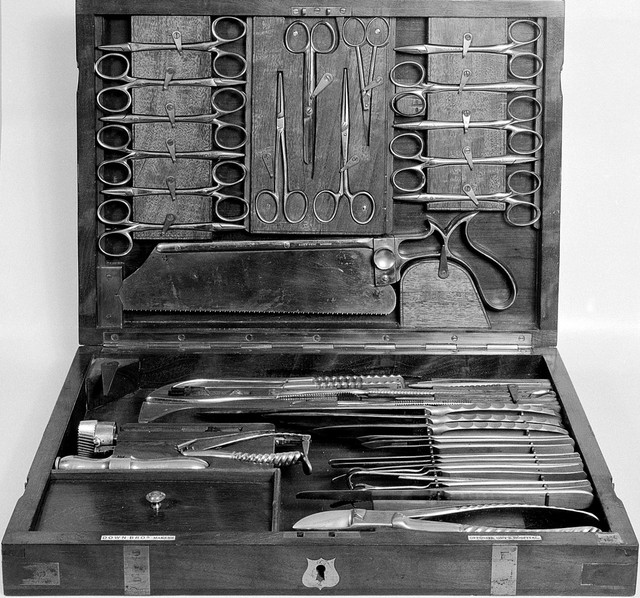 A case of surgical instruments; by Down brothers. | Wellcome Collection