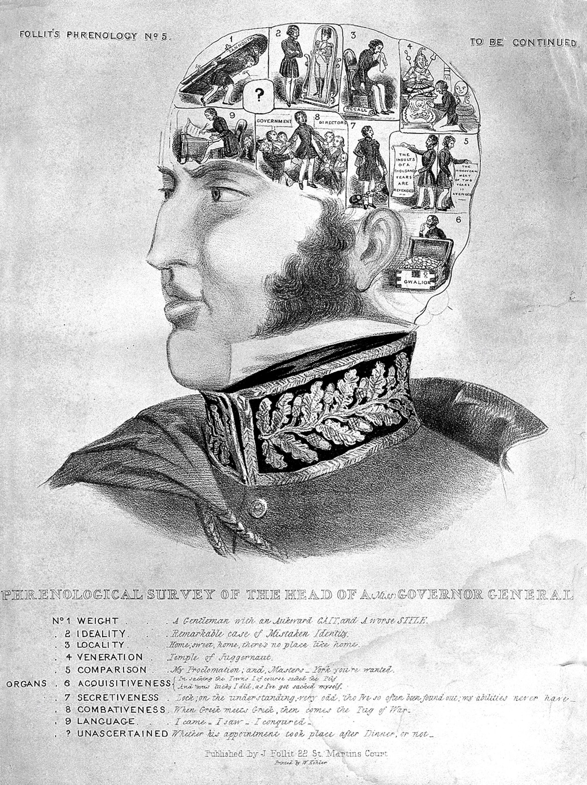 Phrenological head of Lord Ellenborough as Governor General of India ...