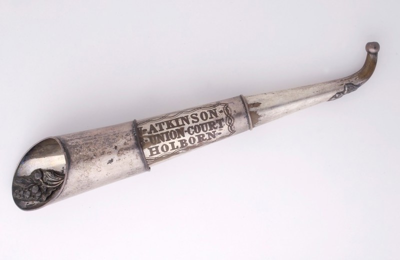 A collapsible Victorian ear trumpet made of tin made by Atkinson, Union ...