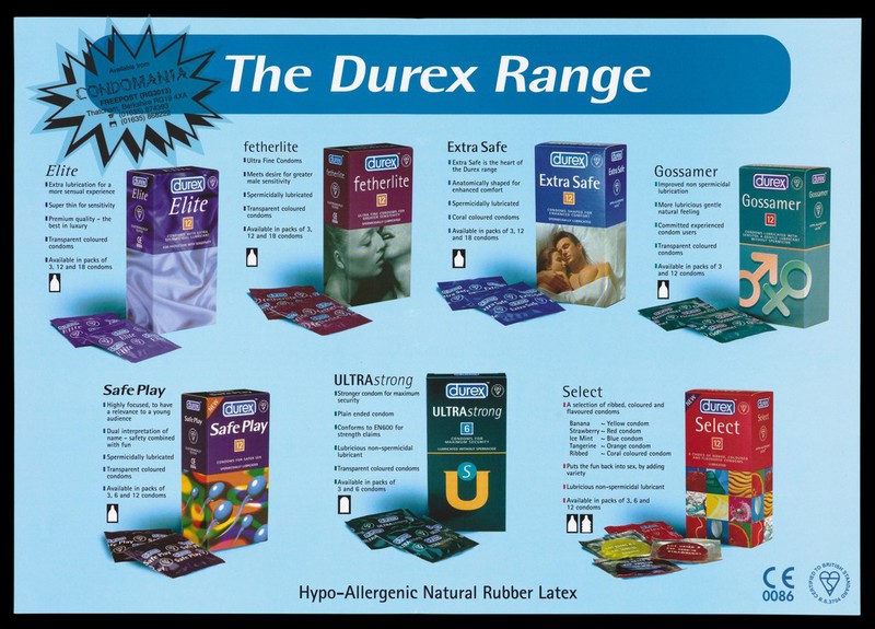 The range of condoms available from Durex to prevent sexually ...