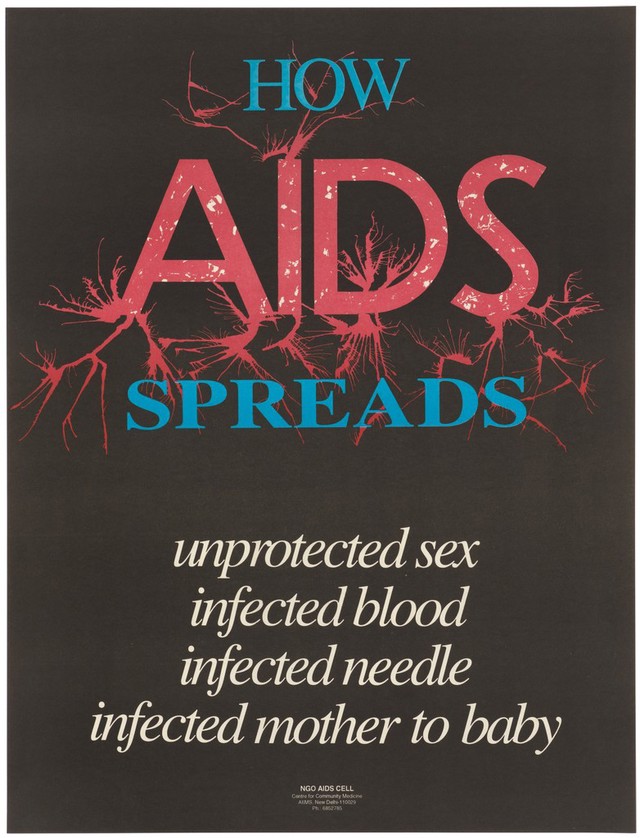 A message about how AIDS spreads with the word 'AIDS' in letters with ...