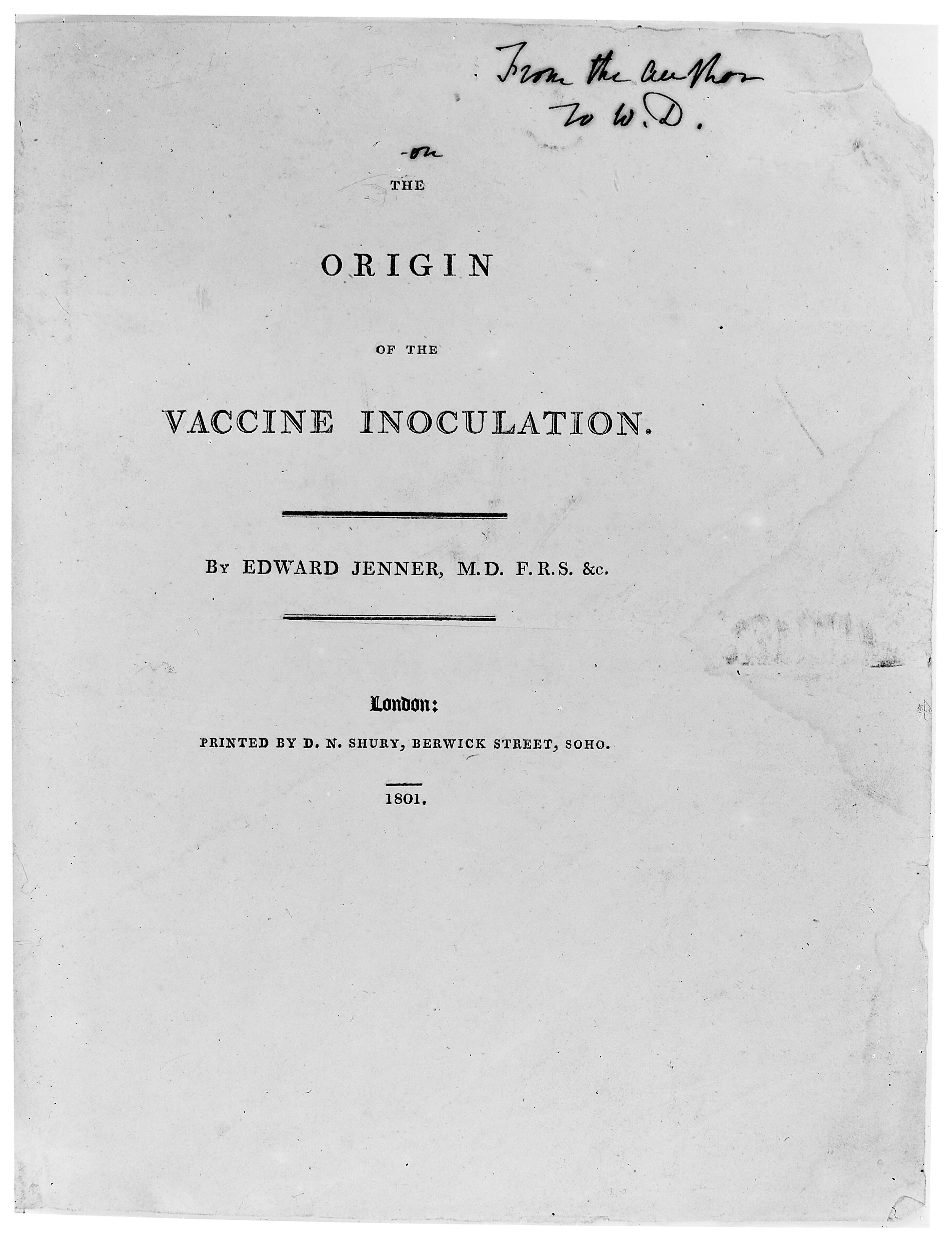 M0011789: Reproduction of the title page from Edward Jenner's The ...