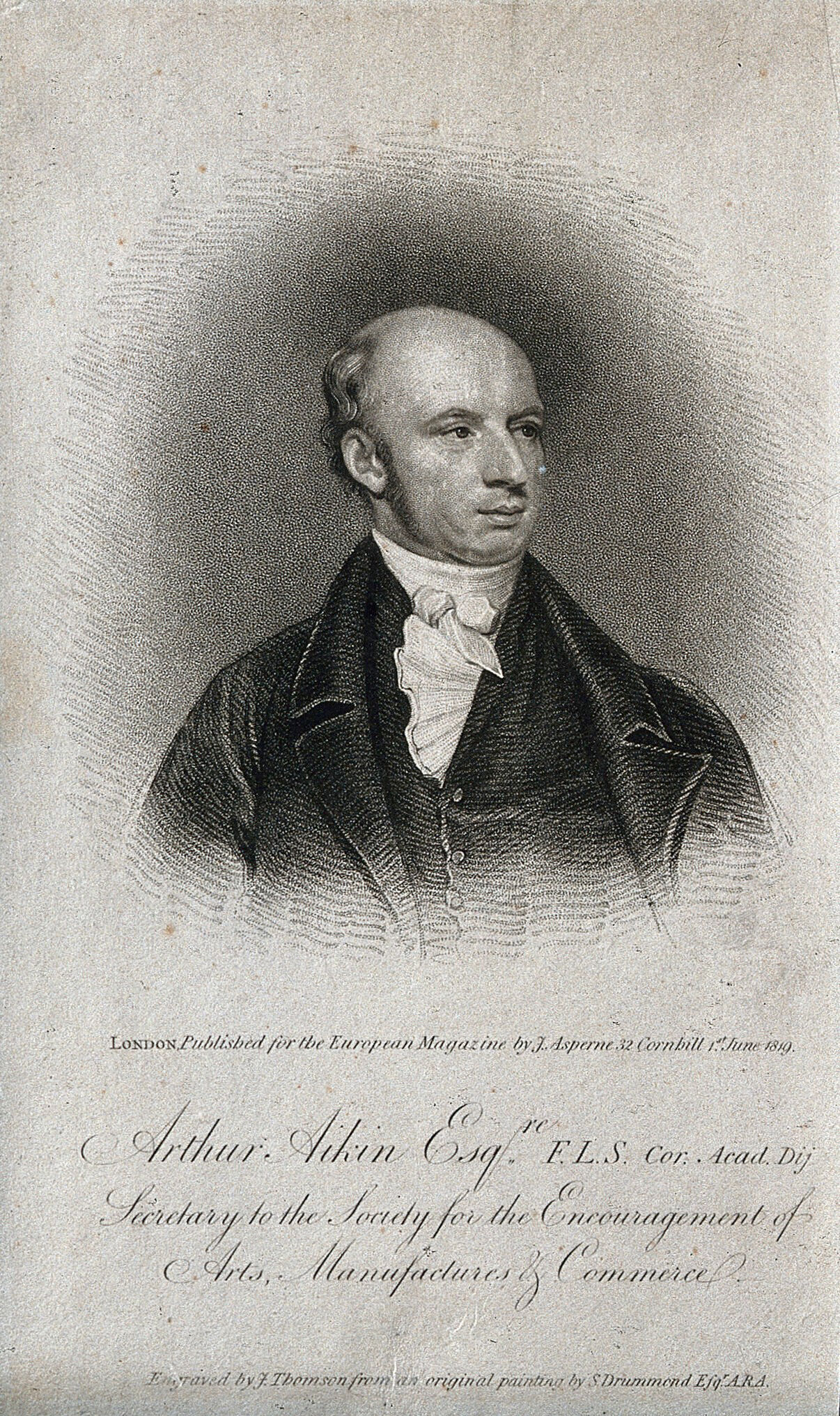 Arthur Aikin. Stipple engraving by J. Thompson after S. Drummond ...