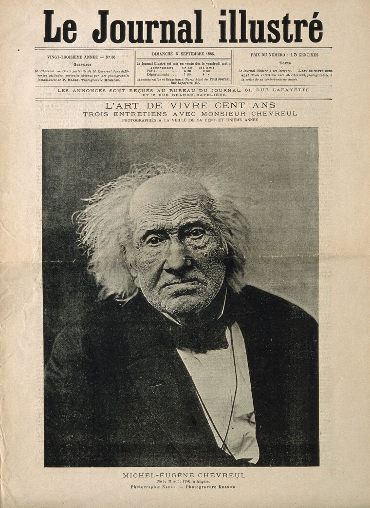 Michel Eugène Chevreul. Photogravure by Krakow after G. F. Tournachon ...