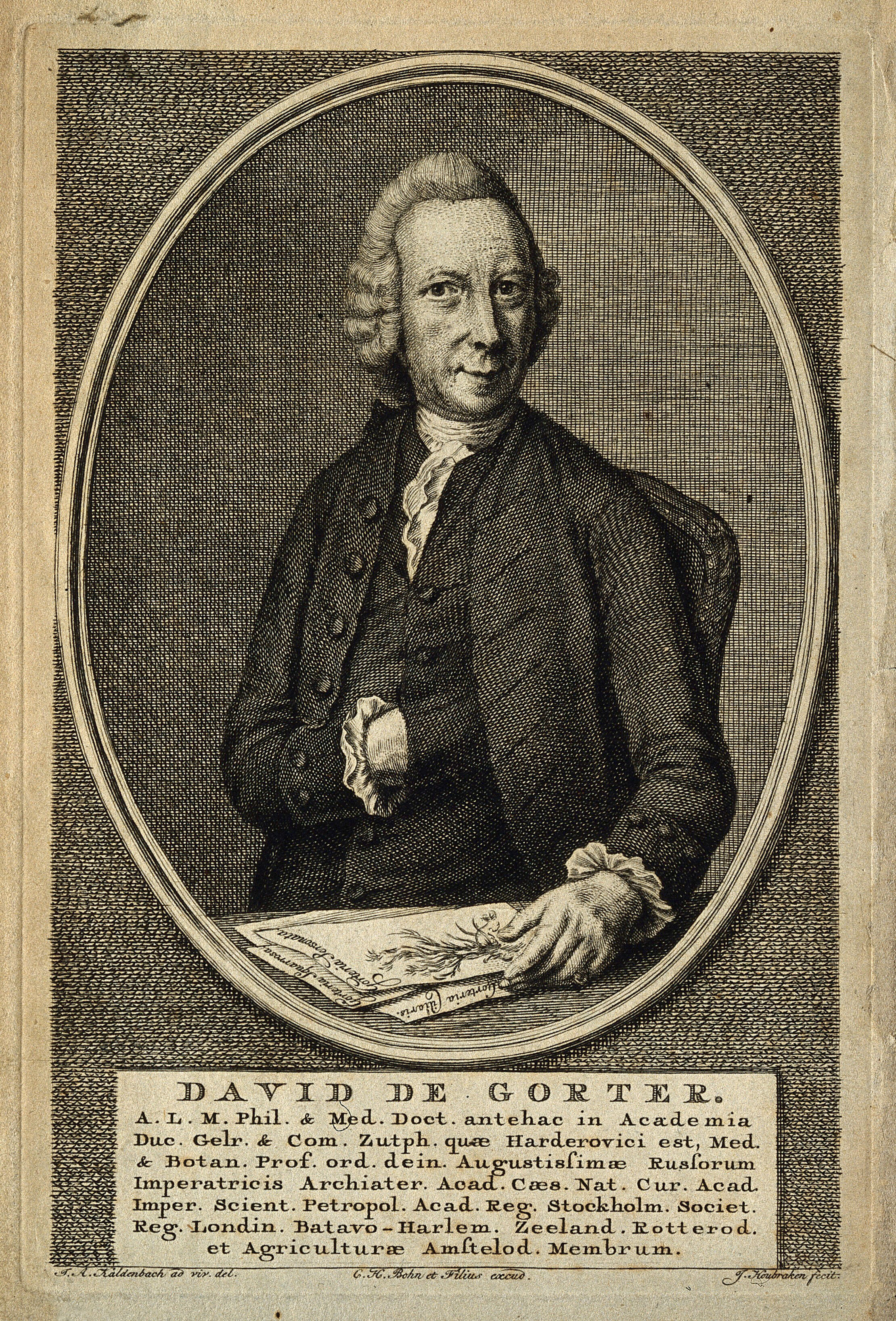 David de Gorter. Line engraving by J. Houbraken after J. A. Kaldenbach ...