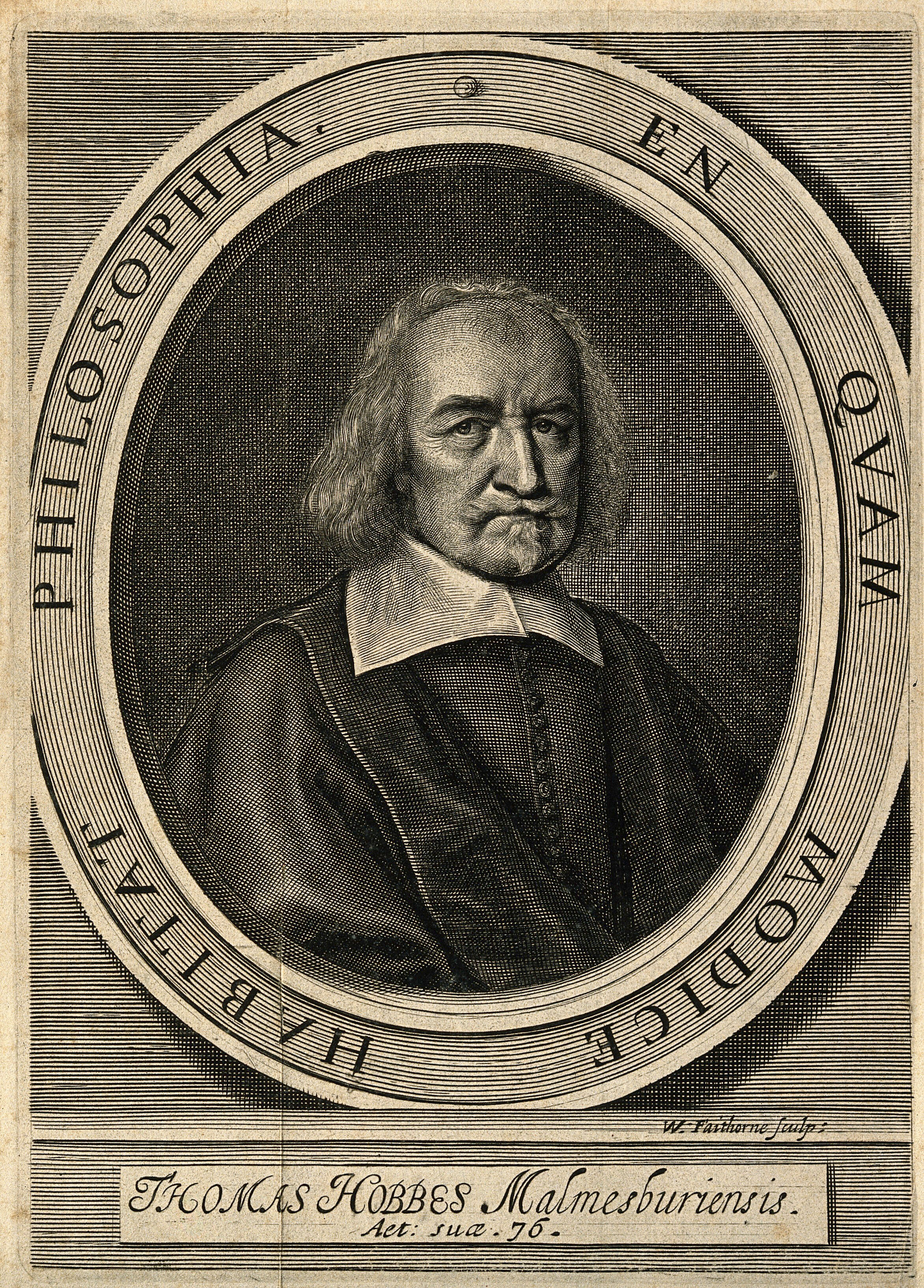 Thomas Hobbes. Line engraving by W. Faithorne, 1668. | Wellcome Collection