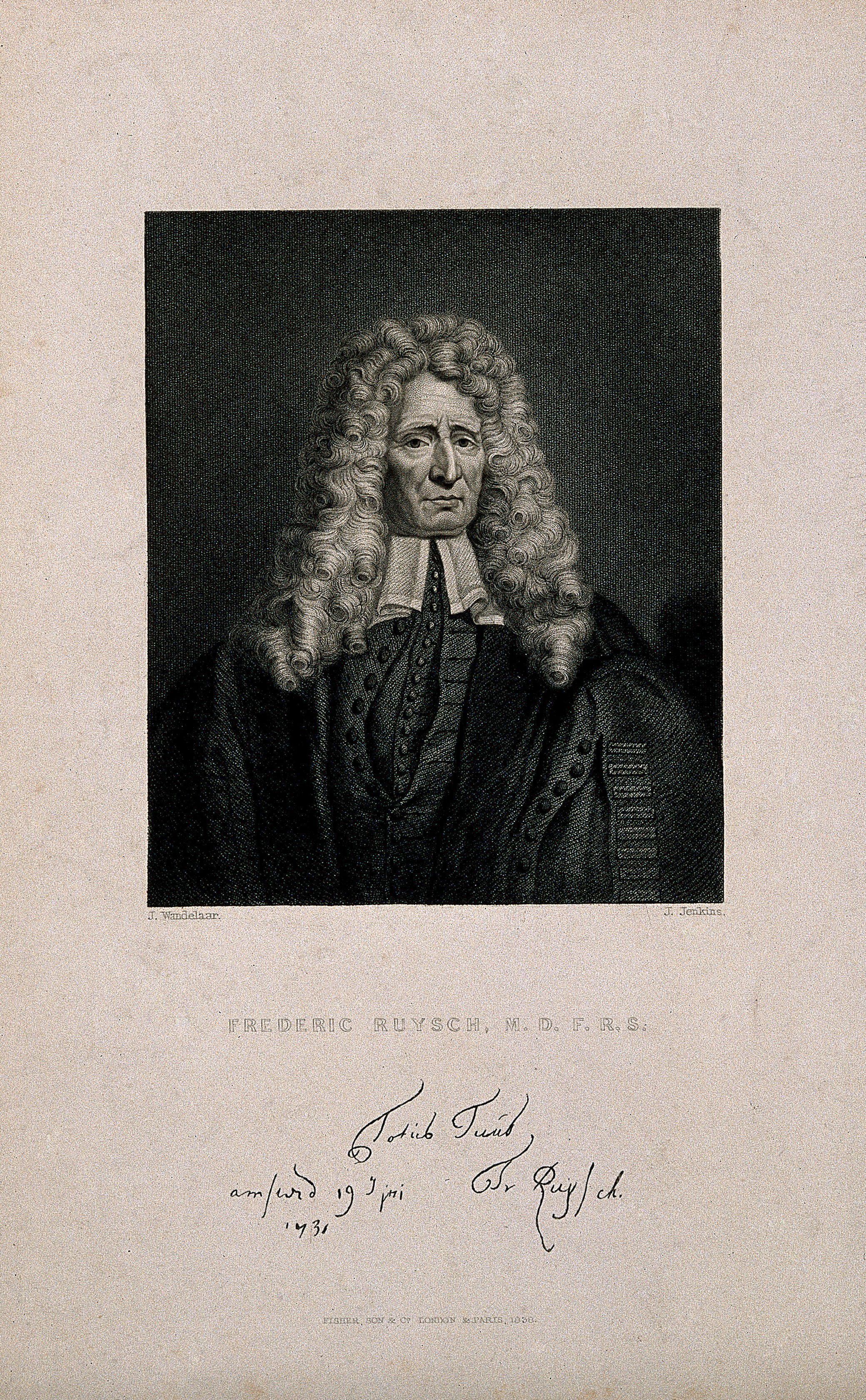Frederik Ruysch. Stipple engraving by J. Jenkins, 1838, after J ...