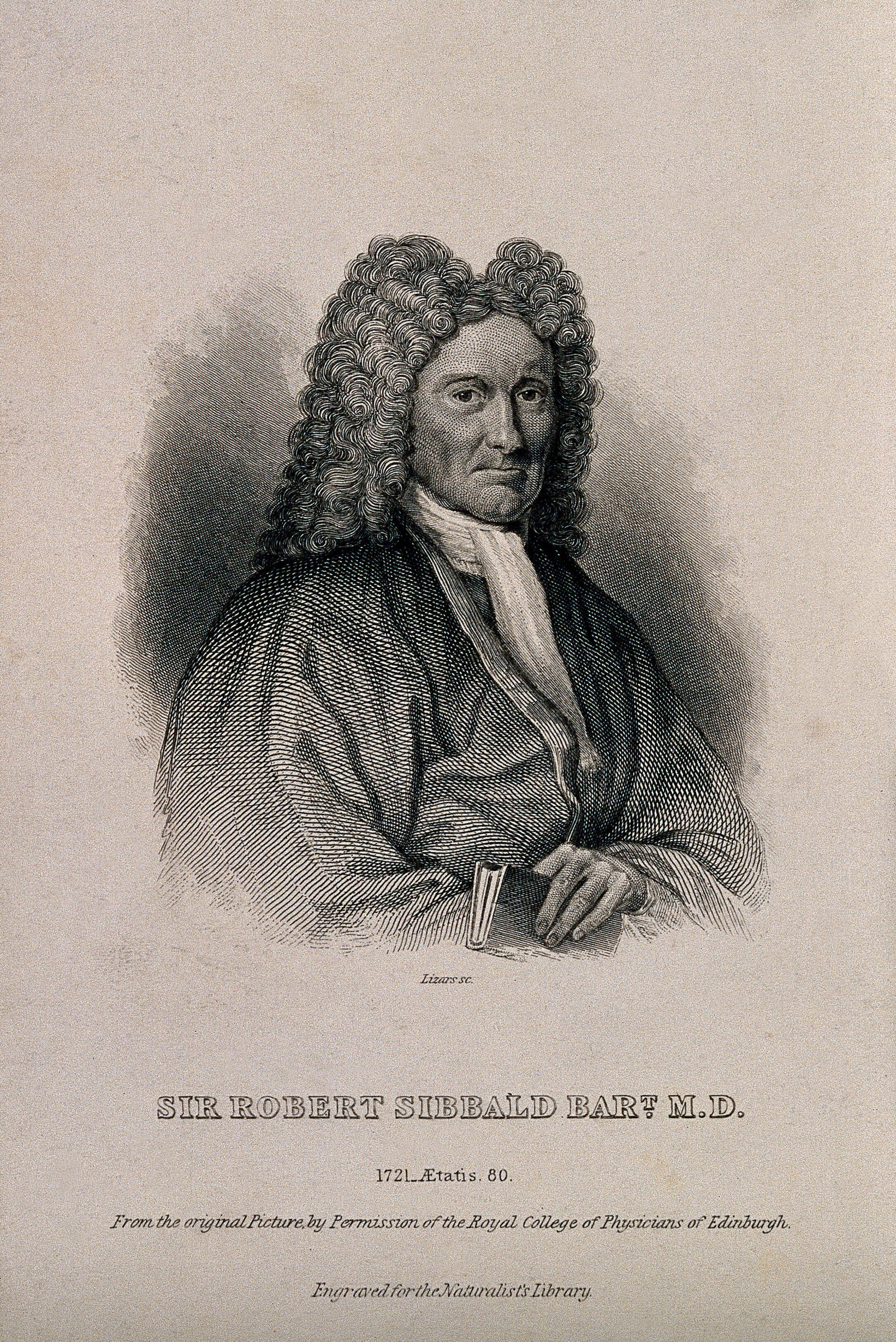 Sir Robert Sibbald. Line engraving by W. H. Lizars after J. Alexander ...