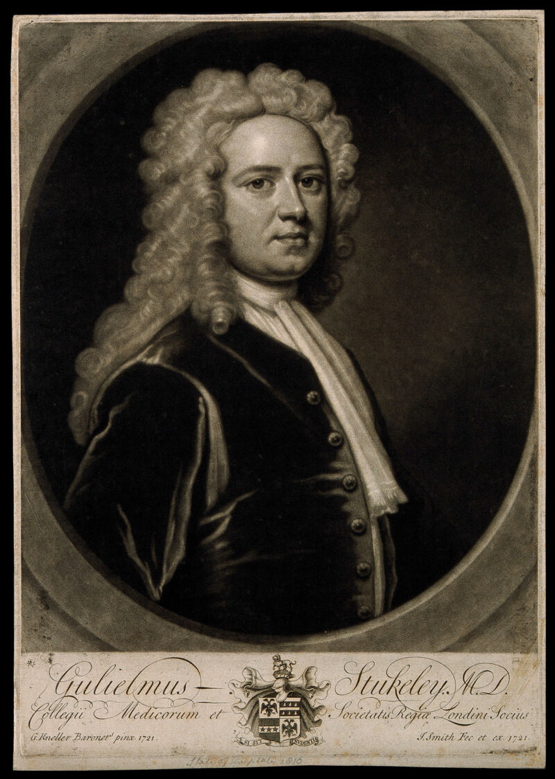 William Stukeley. Mezzotint by J. Smith, 1721, after Sir G. Kneller ...