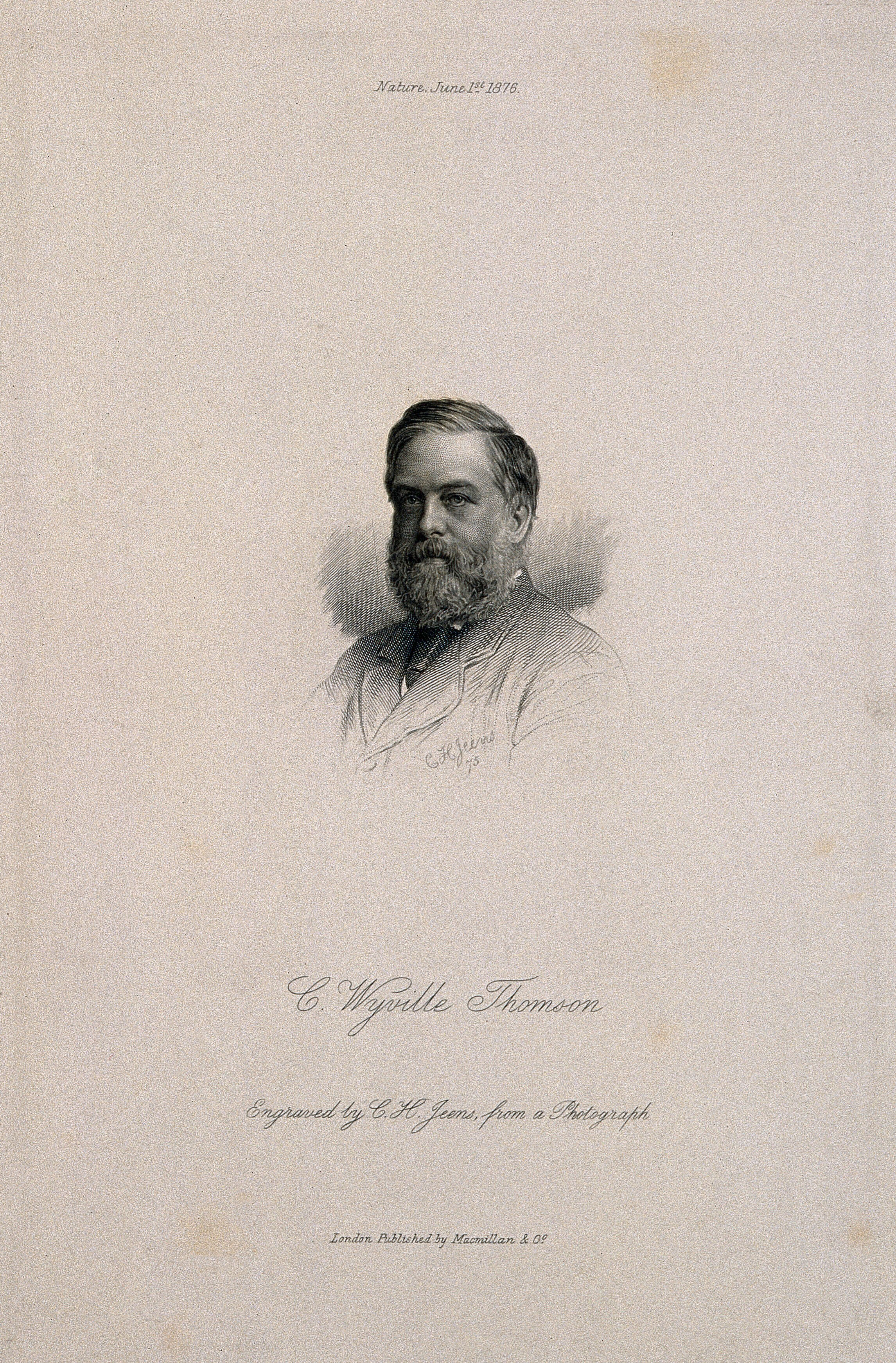 Sir Charles Wyville Thomson. Stipple engraving by C. H. Jeens, 1876 ...