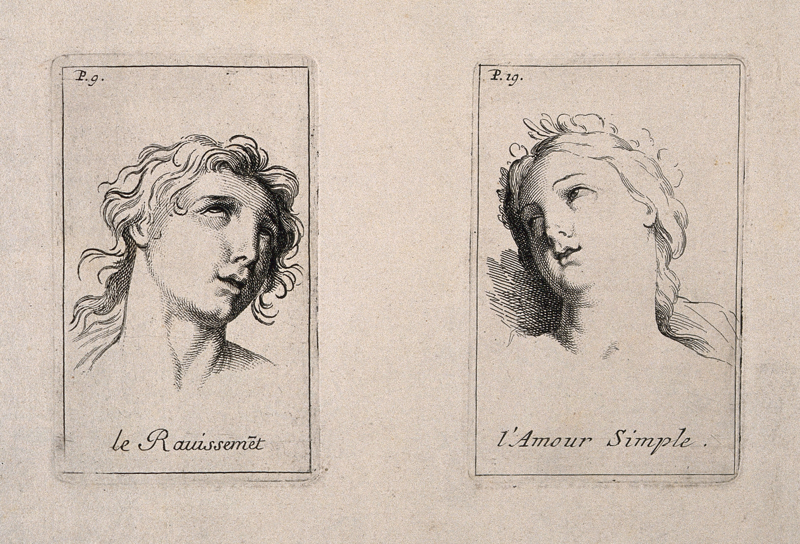 The face of a woman in ecstasy (left); a female face expressing simple ...