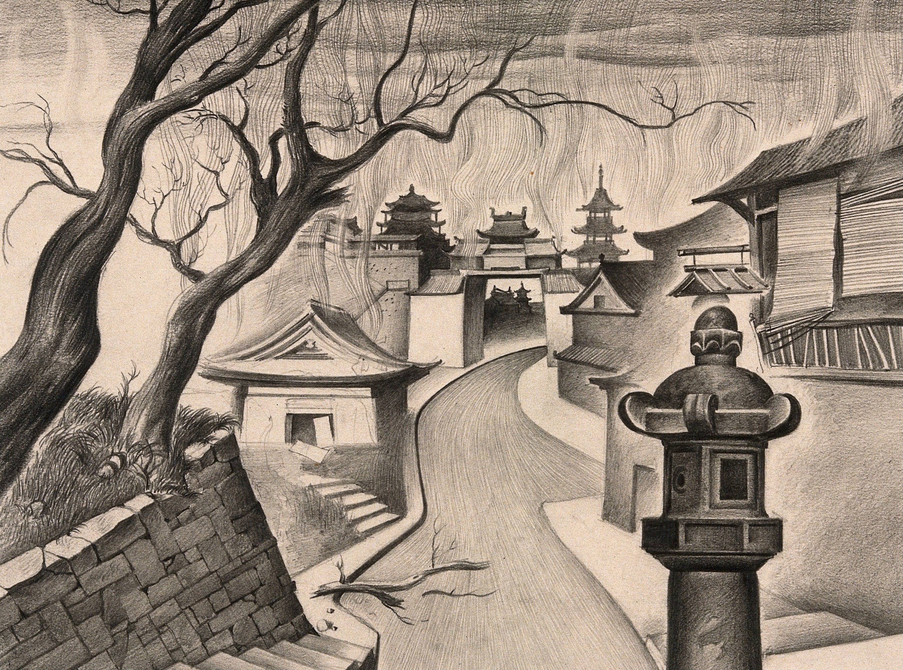 Town Pencil Drawing