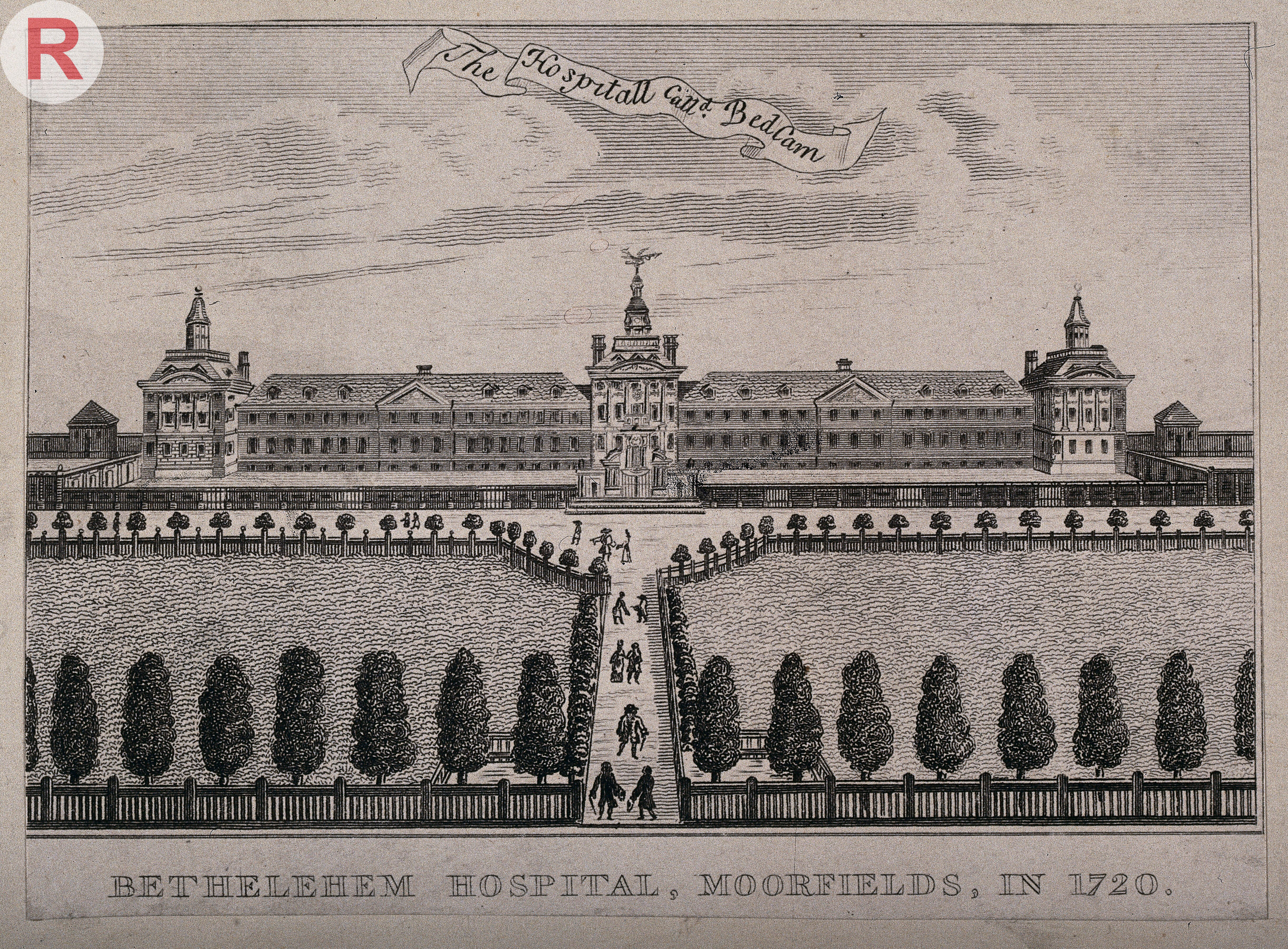 The Hospital of Bethlem [Bedlam] at Moorfields, London: seen from the ...