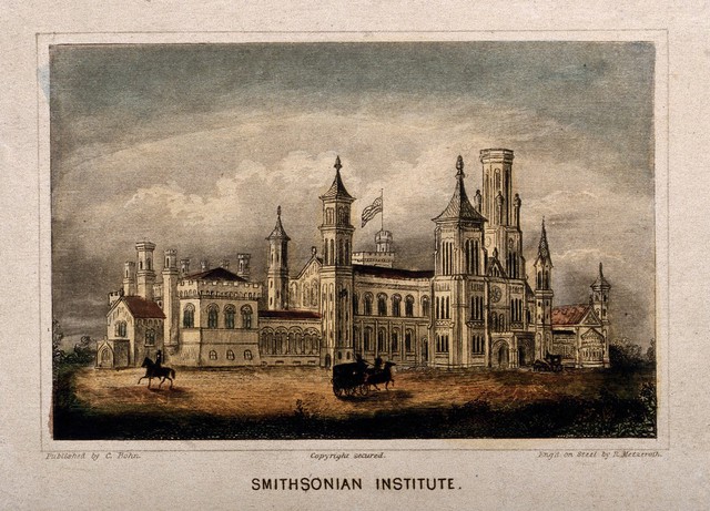 Smithsonian Institute, New York. Coloured steel engraving by R ...