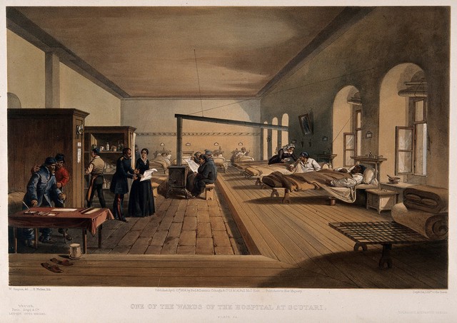 Crimean War: Florence Nightingale at Scutari Hospital. Coloured ...