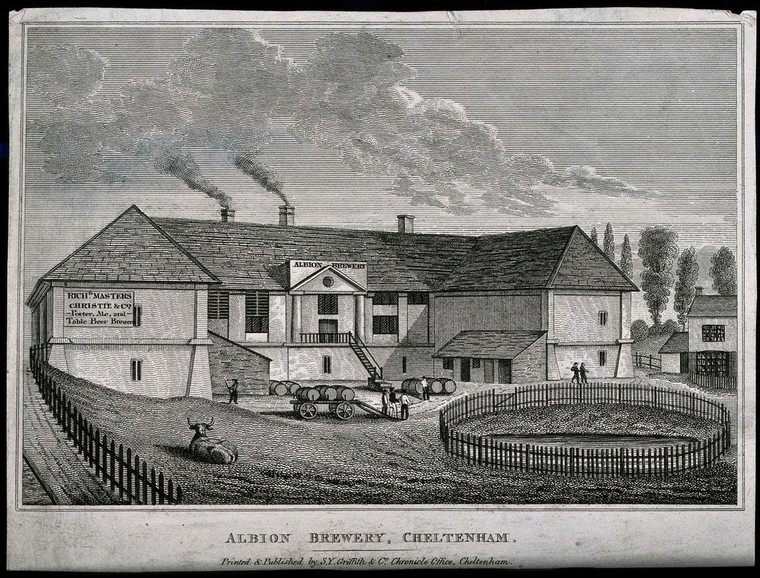 The Albion Brewery, Cheltenham. Engraving, c. 1800 (?). | Wellcome ...