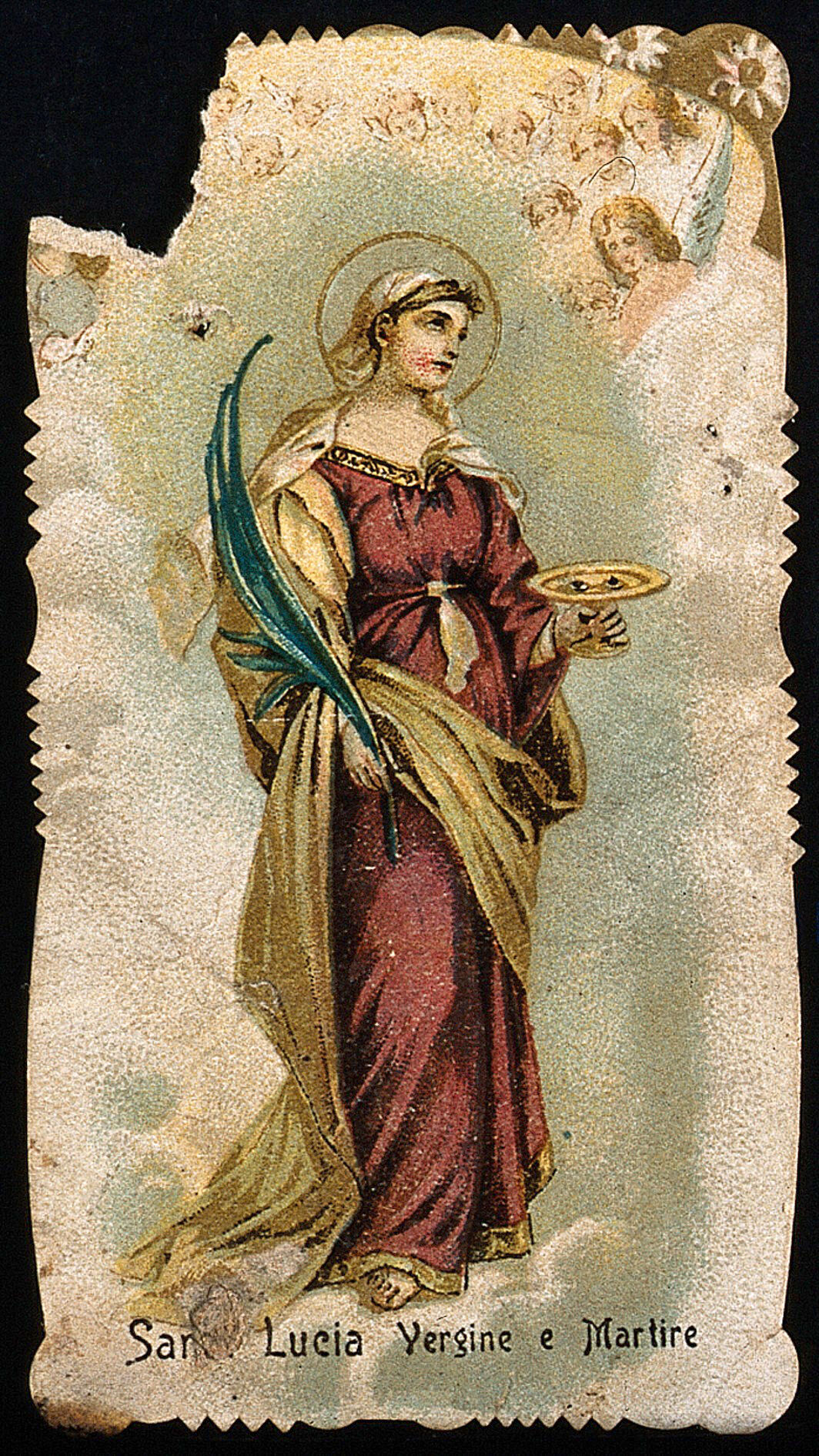 Saint Lucy. Colour lithograph, 1912. | Wellcome Collection