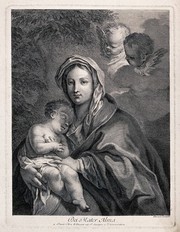 Saint Mary (the Blessed Virgin) with the Christ Child. Engraving by P ...