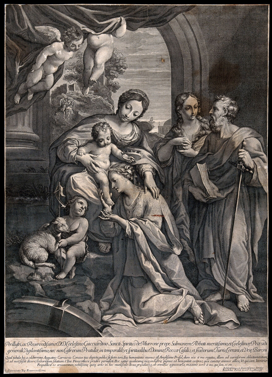 Saint Mary (the Blessed Virgin) with the Christ Child, Saint John the Baptist, Saint Catherine ...