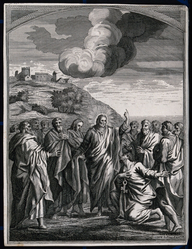 Jesus appoints Peter as head of the church. Engraving by Clark and Pine ...
