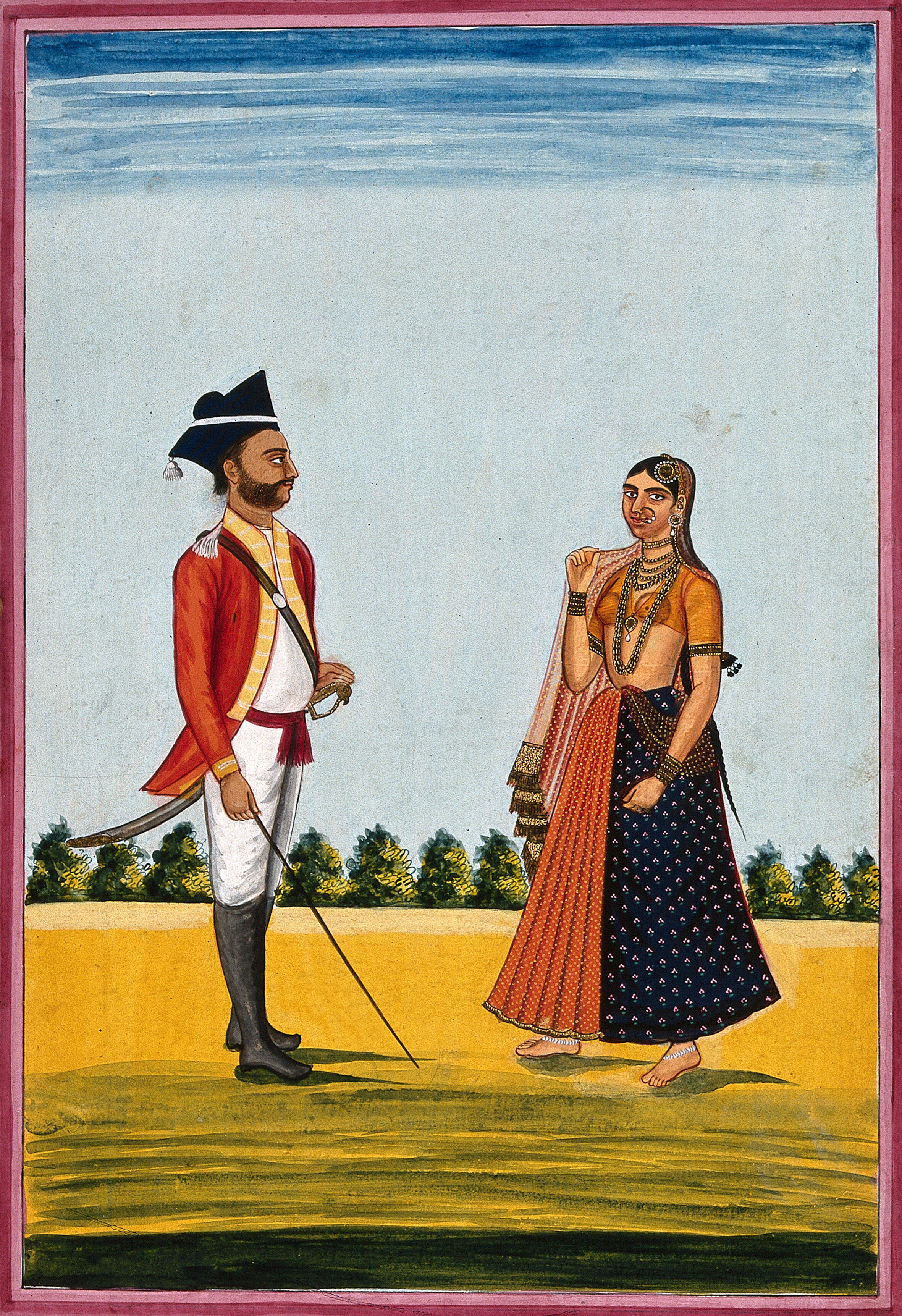 A sepoy in the service of the East India Company, with a woman ...