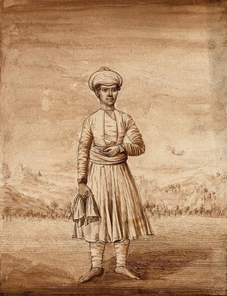 A gentleman's servant. Drawing by an Indian artist. | Wellcome Collection