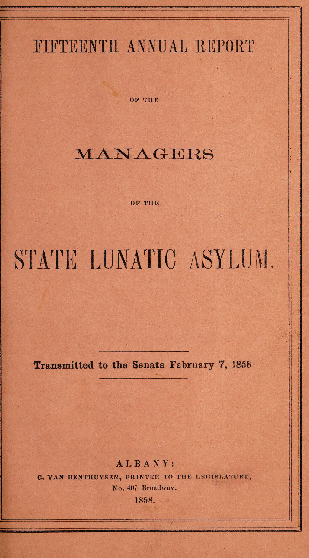 Fifteenth annual report of the managers of the State Lunatic Asylum ...