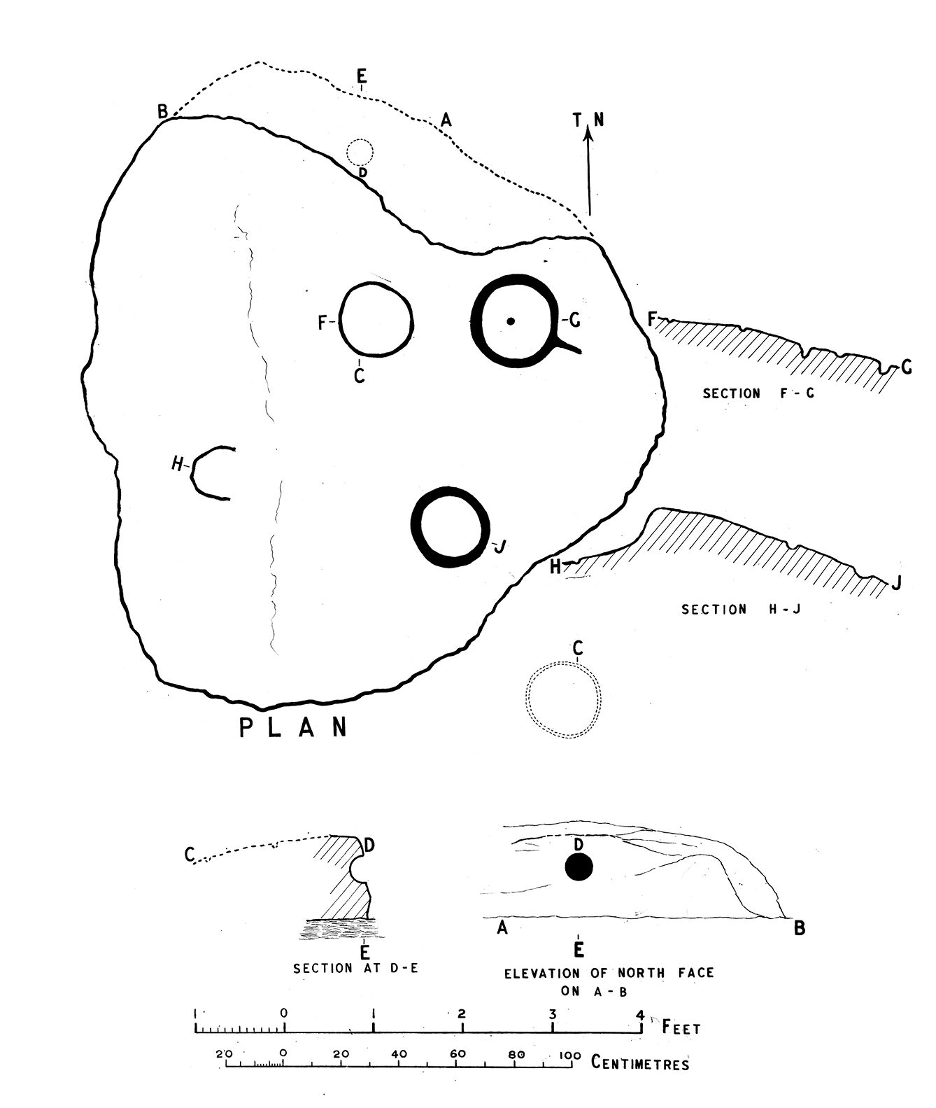 M0016028: Measured drawings from rubbings of prehistoric sculpted rock ...